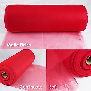 Craft And Party, Red Fabric Tulle Roll 54 Inch by 40 Yards (120 ft) Fabric Tulle Bolt for DIY Tutu Skirt, Wedding and Decoration (Red)