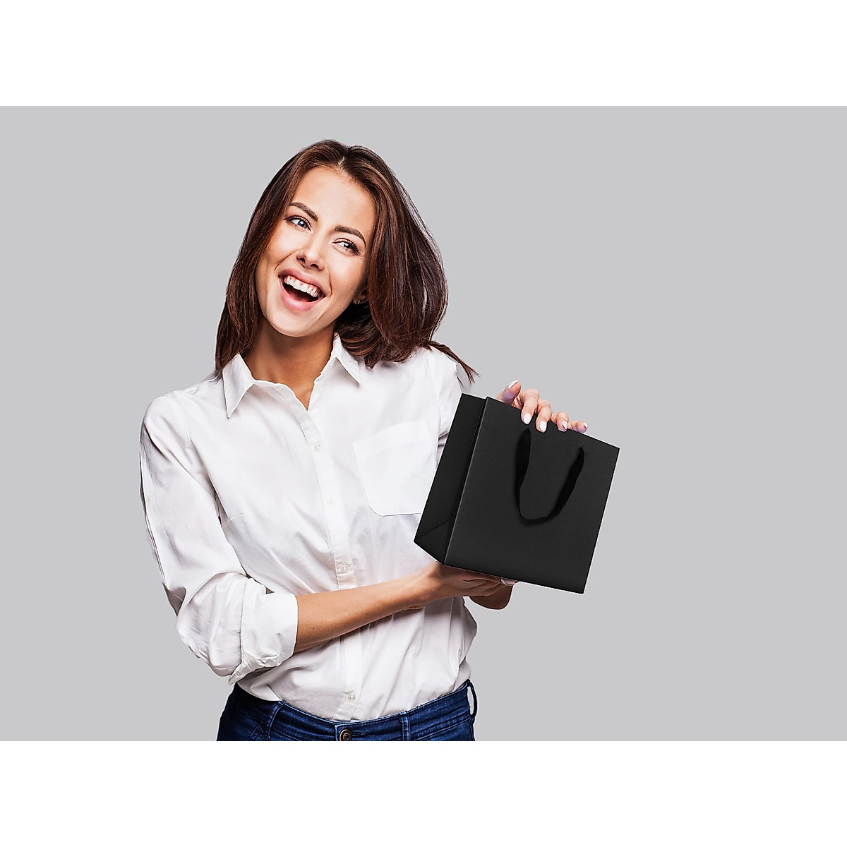 Axe Sickle Kraft Bags 10.7"x 8.3"x 3.2" Paper Bags with Handle Retail Wrap Bags Bulk for Merchandise Boutique Retail Bags, Party Gift Bags &Takeout Bags, Black 20 Pcs