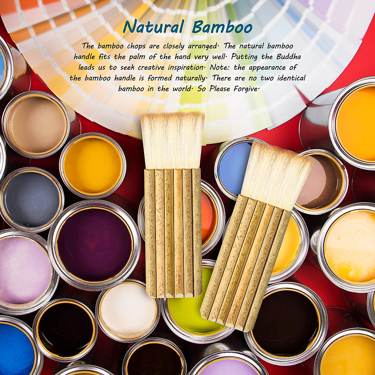 2 Pieces Hake Blender Brush Bamboo Brush for Ceramics Paint Brush Applicator Artist Drawing Brush Craft Painting Brushes for Watercolor, Wash, Ceramic and Pottery Painting (Classic Style)