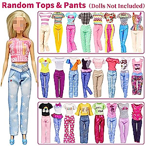 Ecore Fun 39 Pcs Doll Clothes and Accessories 3 Fashion Dresses 10 Slip Dresses 3 Tops 3 Pants 10 Necklaces 10 Shoes Fashion Casual Outfits Perfect for 11.5 inch Dolls