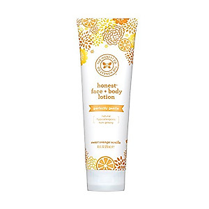 The Honest Company Honest Perfectly Gentle Sweet Orange Vanilla Face and Body Lotion with Naturally Derived Botanicals, Orange Vanilla, 8.5 Fluid Ounce
