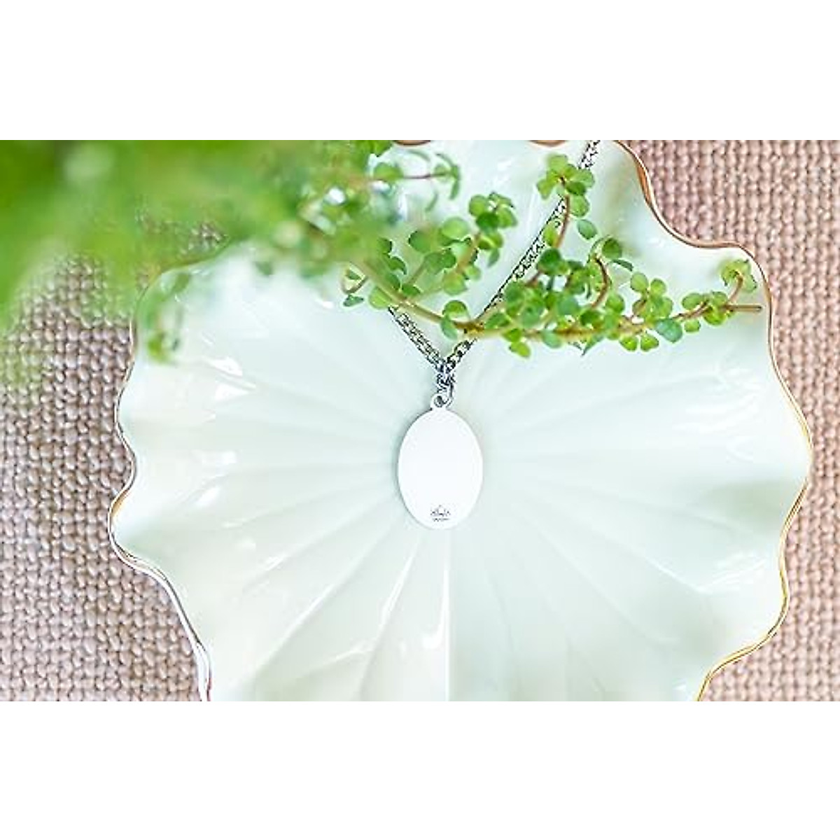 Heartland Store Women's Sterling Silver Oval Saint Agatha Pendant + 18 Inch Rhodium Plated Chain & Clasp