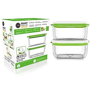 FOSA Vacuum Seal Food Storage System Reusable Medium Containers, 2 pack, 49 oz size (Vacuum Pump not Included)