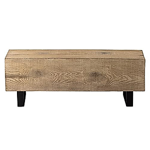 COSIEST Patio Log Bench, Rectangular MgO Garden Bench, 48.4 x 11.8” Outdoor Bench, Rustic Bench for Yard or Lawn(Light Oak)