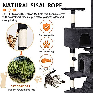 BestPet 54in Cat Tree Tower for Indoor Cats,Multi-Level Cat Furniture Activity Center with Cat Scratching Posts Stand House Cat Condo with Funny Toys for Kittens Pet Play House,Dark Gray