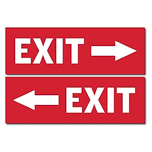 SHOP A THING – Exit Sign Sticker - Vinyl Red Exit Sign Decal for Hotels, Restaurants, Petrol Pump, and Emergency Way – Waterproof Sticker for Indoor and Outdoor Use – Decal Pack of 2 - SAT -17