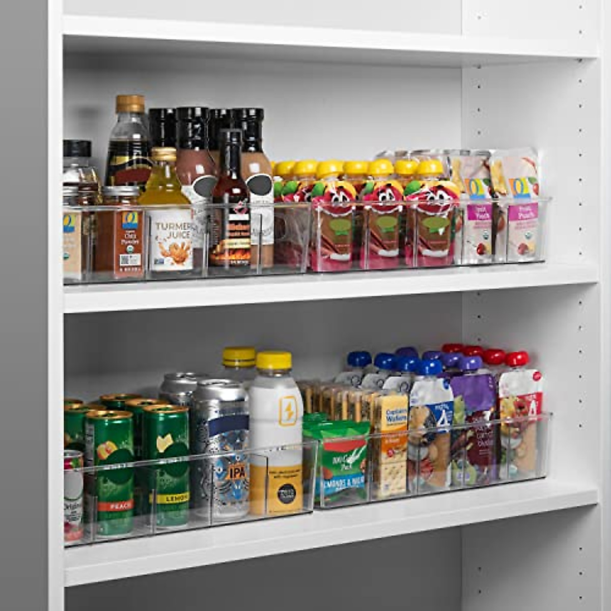 ClearSpace Plastic Pantry Organization and Storage Bins with Removable Dividers – XL Perfect Kitchen Organization or Kitchen Storage – Refrigerator Organizer Bins, Cabinet Organizers, 2 Pack