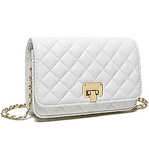CATMICOO Quilted Small Clutch Purses for Women with Chain Strap (White)