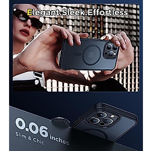 Humixx for iPhone 15 Pro Max Case Magnetic,[14 FT Drop Protection] [Compatible with Magsafe] Translucent Matte Back Slim Shakeproof Protective15 Pro Max Phone Case 6.7'', Black Titanium