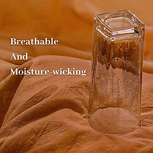 NEXHOME PRO Terracotta Burnt Orange Duvet Cover Set Queen Size Linen Textured Organic Natural 100% Washed Cotton Duvet Cover Caramel 3 Pieces Bedding Set with Zipper Closure Soft (No Comforter)