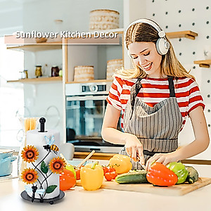 Sunflower Paper Towel Holder Countertop- DyPinYise Sunflower Kitchen Accessories Decor Yellow Kitchen Decorations Towel Stand Gifts for Women, Christmas, Bathroom