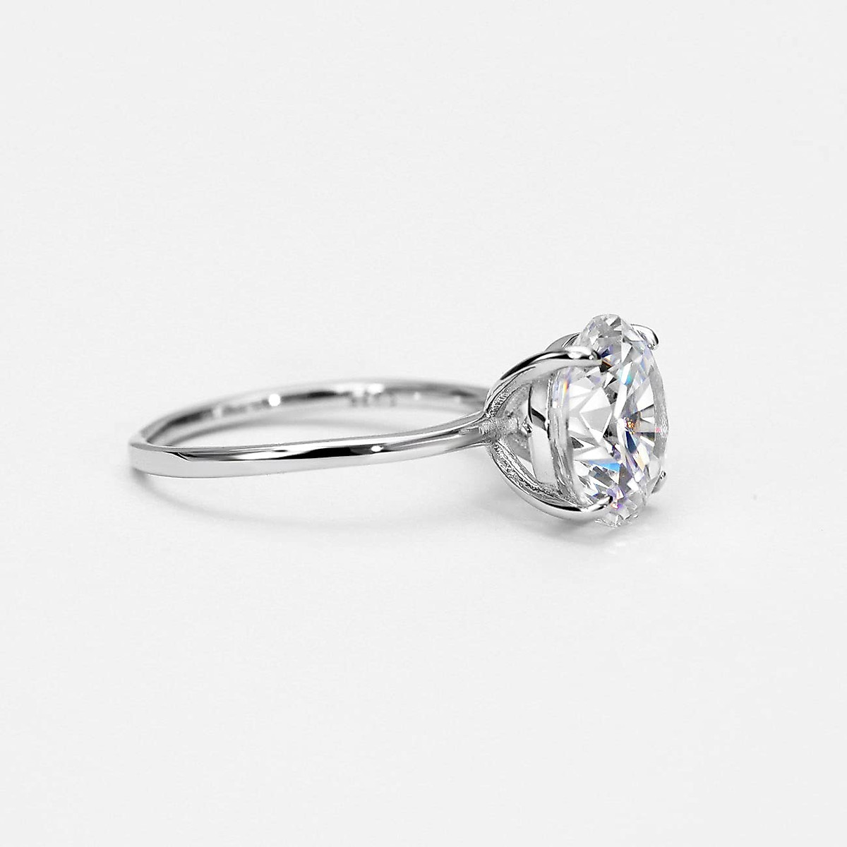 Michooyel Round Brilliant Cut 4ct Engagement Ring 10mm Cubic Zirconia CZ Women's Ring Sterling Silver Promise Ring Wedding Ring