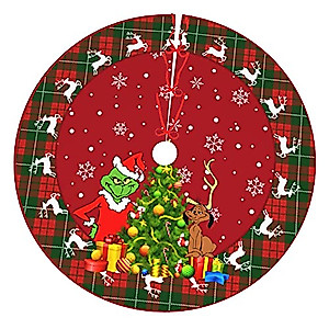 Christmas Tree Skirt 36 Inches Xmas Red Green Plaid Tree Skirt Christmas Tree Decoration New Year Holiday Party Decor