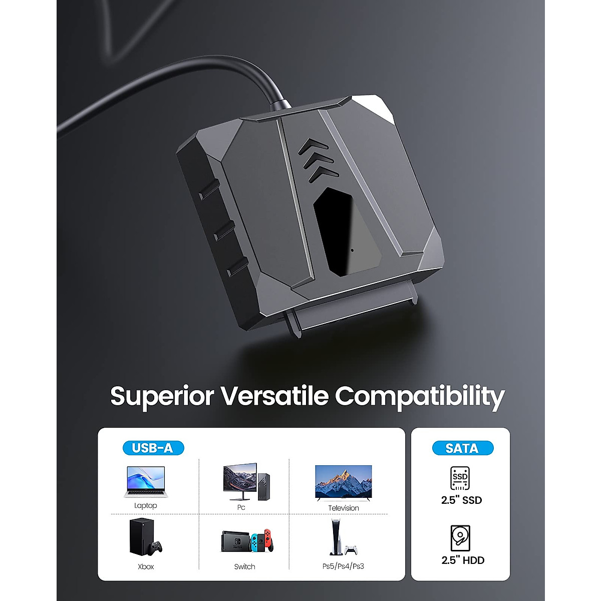 ORICO 2.5'' Hard Drive Enclosure SATA to USB3.0 Cable, Hard Drive Adapter Converter for 2.5 Inch SSD & HDD Data Transfer, Support UASP(S2-3A-05)