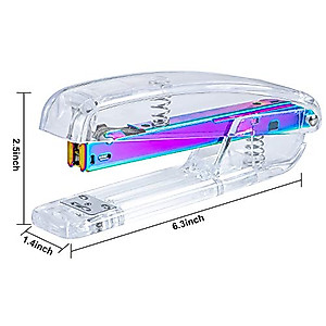 SEAKOS Dream Color Acrylic Stapler Set,Desk Stapler,Office and Home Stapler,Students Stapler,Tape Dispenser,Stapler Remover,Free 1000pcs 26/6 Staples——Multicolor