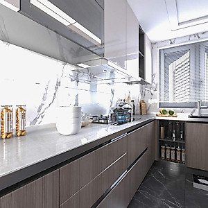 BAYYA Silver Contact Paper [Thicken Stainless Steel Metallic Feel Waterproof Oil-Proof Peel and Stick Wallpaper for Kitchen Cabinet Dishwasher Refrigerator Metal Surface Furniture Sticker