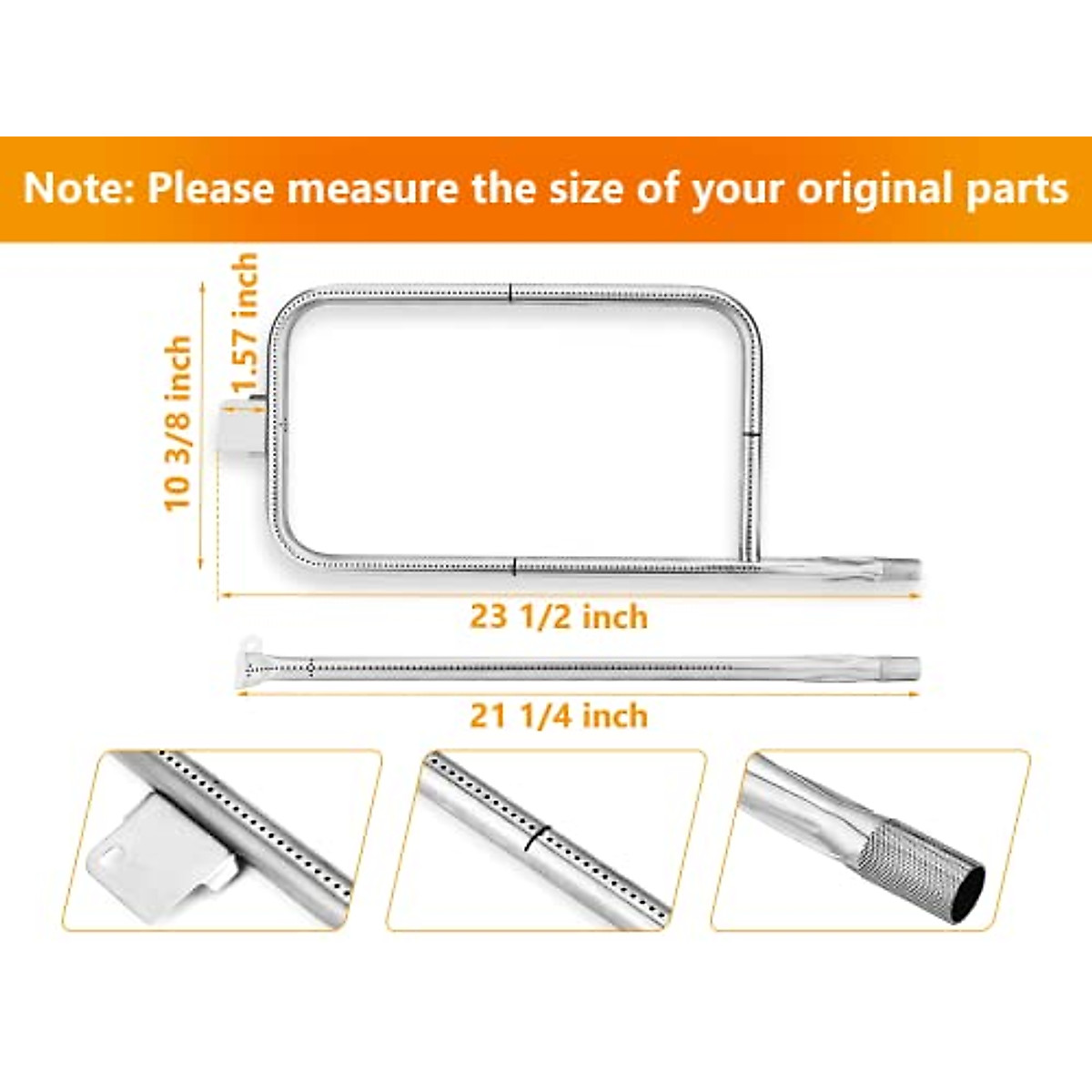 Hisencn 65032 Burner Tube Set for Weber Q300, Q320, Q3000, Q3200 Gas Grills, 304 Stainless Steel Grill Burner kit Replacement for Weber Q Series 60036, 80385, 13122, 404341, 57060001, 586002