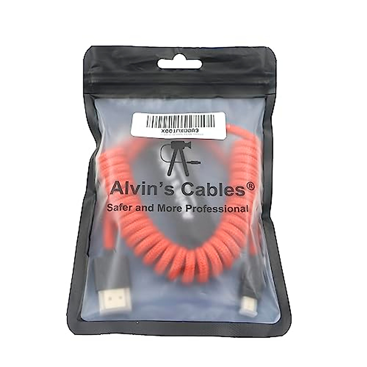 Alvin's Cables 8K 2.1 Micro-HDMI to Full HDMI Braided Coiled-Cable for Atomos-Ninja-V 4K-60P Record 48Gbps HDMI for Canon-R5C,R5,R6(18 to 28 Inch)