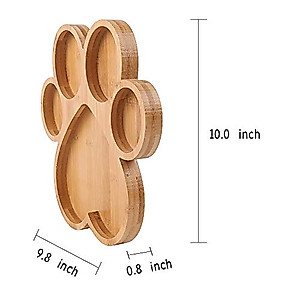 Paw Shaped Serving Tray with 5 Grooves 10 inch Wooden Cutting Board Claw Candy Dish Bowl (Paw)