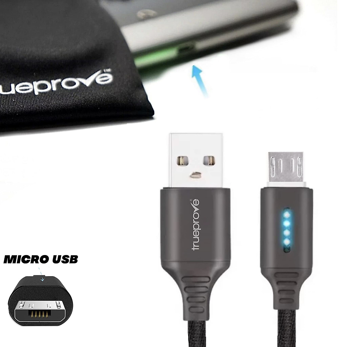 TrueProve™ 10FT Barnes & Noble Nook Color Compatible LED Lit Charging Sync Data Cable Smart LED (Cable Will not Display Charging on Tablet Screen)