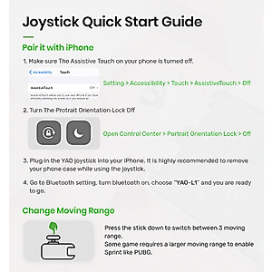 IFYOO YAO L1 Pro Mobile Game Controller Joystick for iPhone (iOS 13.4 or Later), Gaming Gamepad for PUBGG Mobile, Call of Duty Mobile(CODM), Wild Rift, Genshin Impact, with 2 pcs Finger Sleeve - Black