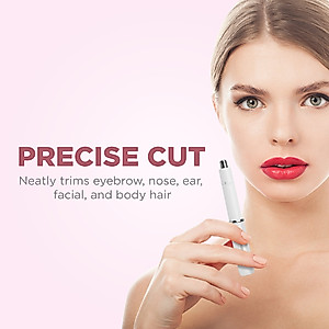 Fancii Water Resistant Precision Trimmer for Nose, Ear, Eyebrow, Facial and Body Hair Removal - All-in-1 Professional Groomer for Women and Men