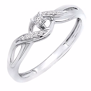 Dazzlingrock Collection Round White Diamond Crossover Swirl Promise Engagement Ring for Women (0.06 ctw, Color I-J, Clarity I2-I3) in 925 Sterling Silver Size 7