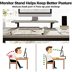 55 Inch Oak Grey Home Office Computer Desk with Monitor Stand Storage Shelves, Work Study Writing PC Gaming Table Large Workstation with Sturdy Black Metal Frame Dual Pegboard Organizers & Accessories