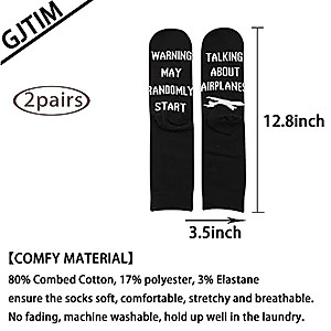 2PAIRS Funny Airplane RC Pilot Flying Gift Warning May Randomly Start Talking About Airplanes Socks (Talking About Airplanes)