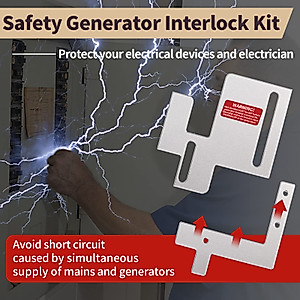 Generator Interlock Kit for Eaton/Cutler Hammer BR Series Breaker Box 150 A/200 Amp, Apply to 1 1/4 to 1 7/16 Inches Spacing Between Main and Generator Circuit Panel, Anodized Generator Lockout Kit