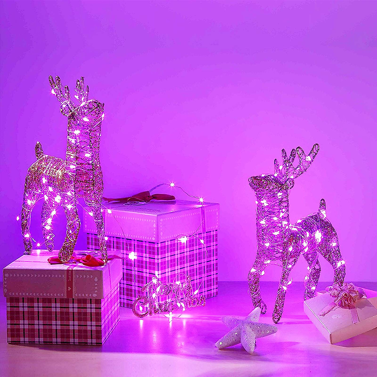 RUICHEN USB Fairy Lights 20 Ft 120 LED String Lights with On/Off Switch, Waterproof Copper Wire Lights for Bedroom Wall Ceiling Wreath Christmas Easter Valentines Day Wedding Party (Pink)