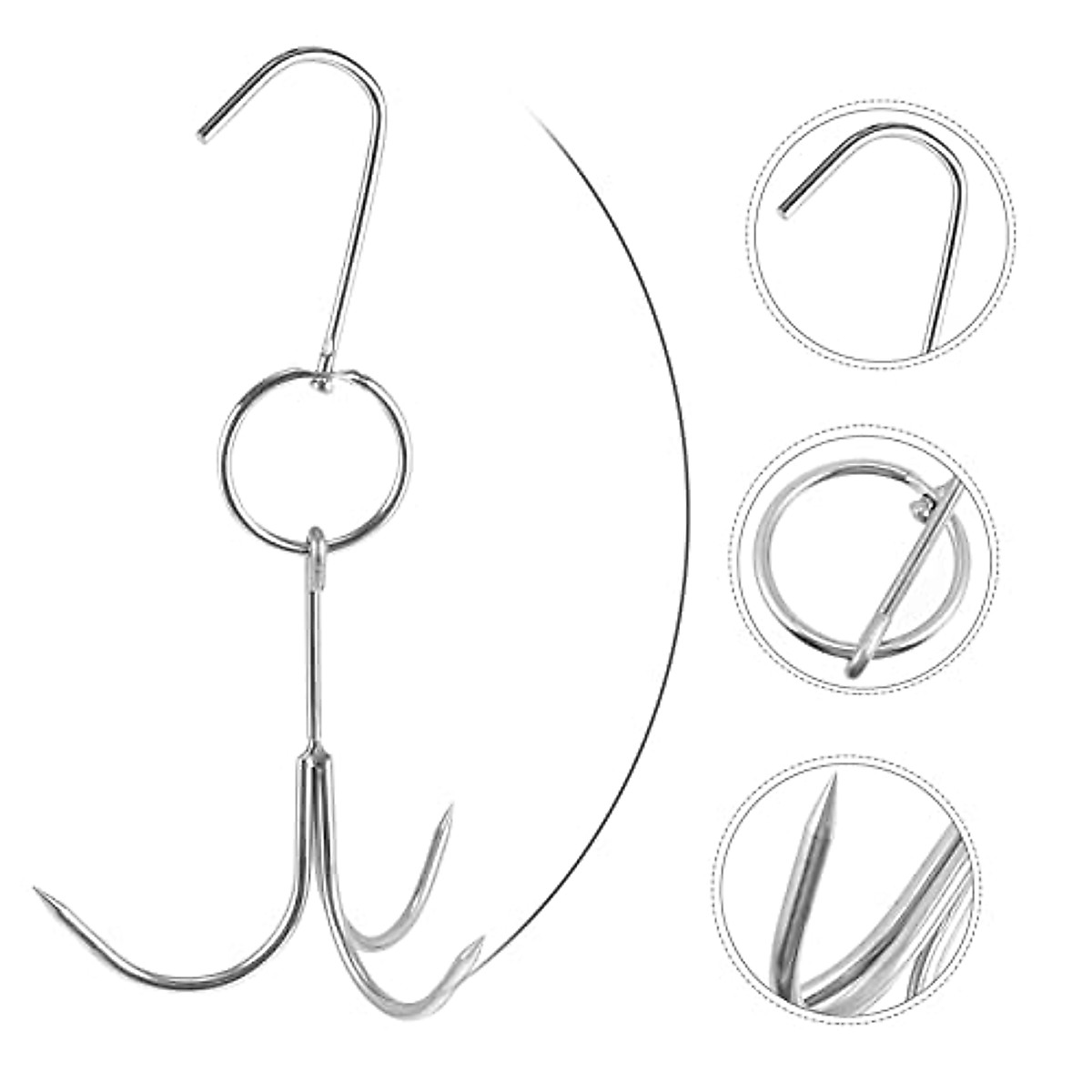 DIKACA Clothes Rack 2pcs Meat Processing Home Bacon Duck Smoker Accessories Roast Storage Tool Ham Steel Triple Garden Cm Hanger Butcher Professional for Hook Grill Kitchen BBQ Drying Prosciutto