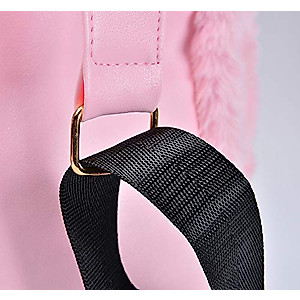 Nite closet Pink Backpack Purse for Women Fluffy Fleece Bags Faux Fur Heart (Pink)