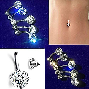 5 PCS 14G Stainless Steel Belly Button Rings for Women Girls, YEELONG 5 Style Silver Navel Piercing Body Piercing Jewelry