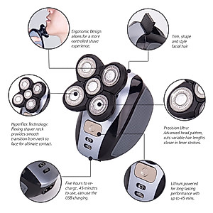 Head Shavers for Bald Men, Professional Head Shaver 5 in 1 Grooming Kit for a Perfect Bald Look, 4D Floating 5 Head Waterproof Cordless and Rechargeable