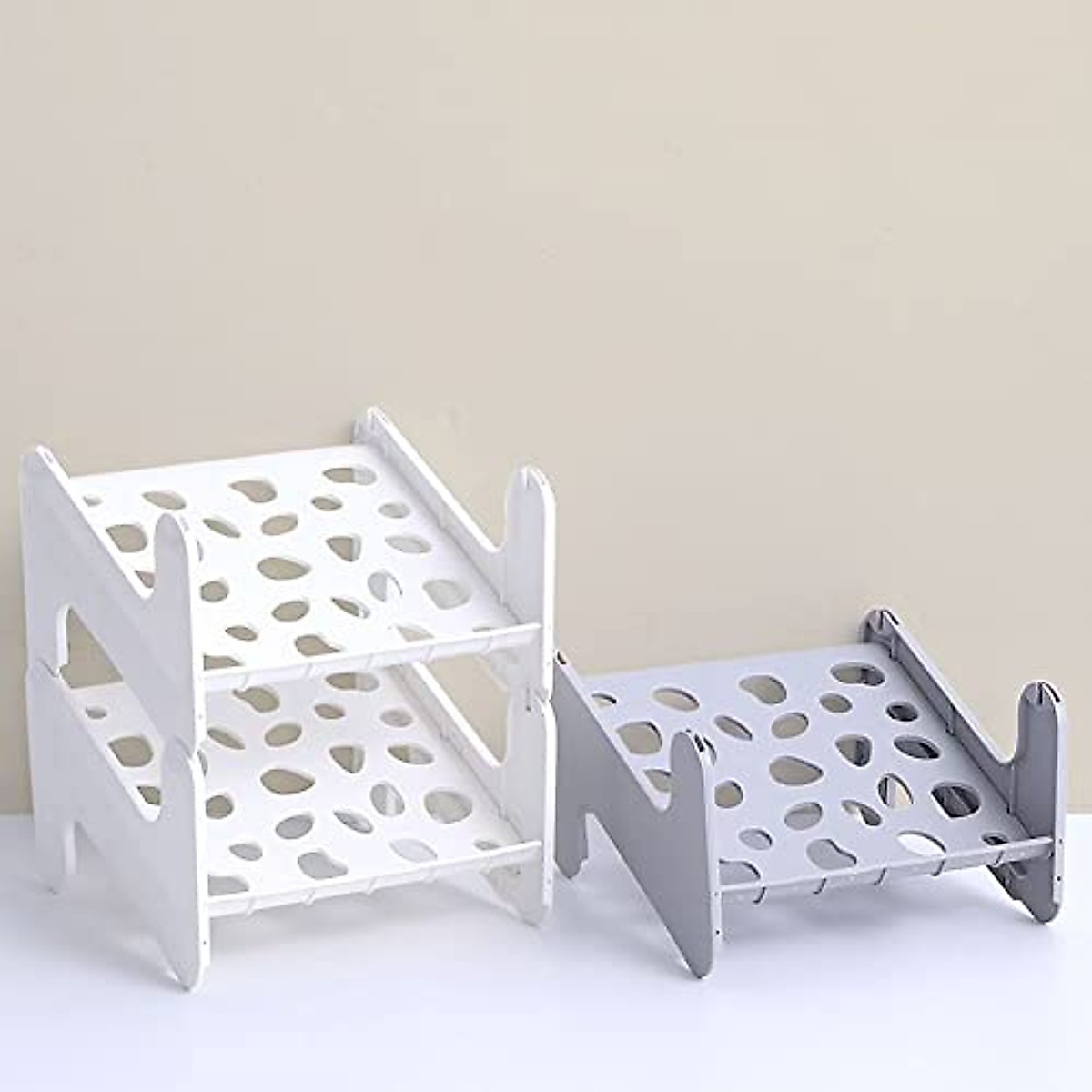 CUSNESTAL Shoe Stacker Slotz Space Saver, Shoe Racks for Closet Organization Durable Plastic Shoes Holder for Home Office Storage, White, 4 Pack