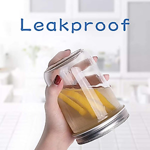 Cute Boba Cups with Lid and Straws, 4 Pack Glass Bubble Tea Cups with Canning Lids, Leakproof Drinking Jars for Large Pearl, 16oz