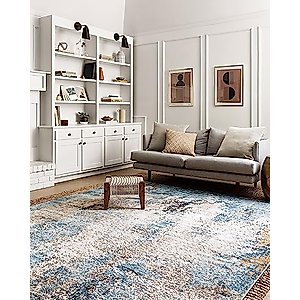 Loloi II Alchemy Collection ALC-05 Denim/Ivory, Contemporary 6'-7" x 9'-2" Area Rug