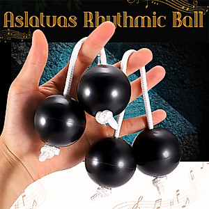 Facmogu 2PCS Aslatua Authentic Rhythm African Shaker, Aslatuas Rhythmic Ball for Lovers Beginners, Hand Shaker Balls from West Africa for Party Stage Performance Concert - Black