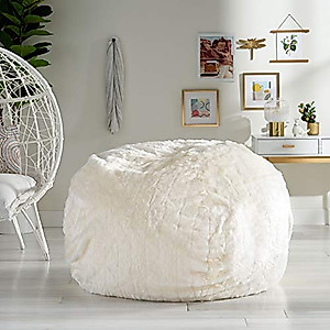 Christopher Knight Home Schley 5 Foot Bean Bag - Short Faux Fur - White