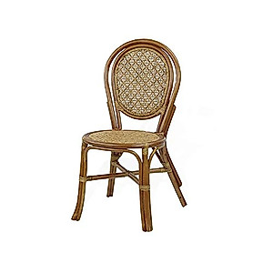 Set of 2 Denver Dining Handmade Wicker Side Chairs with Cream Cushions Natural Rattan, Colonial