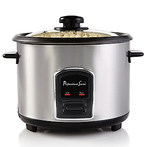 Professional Series 6-Cup Rice Cooker with Glass Lid Stainless Steel