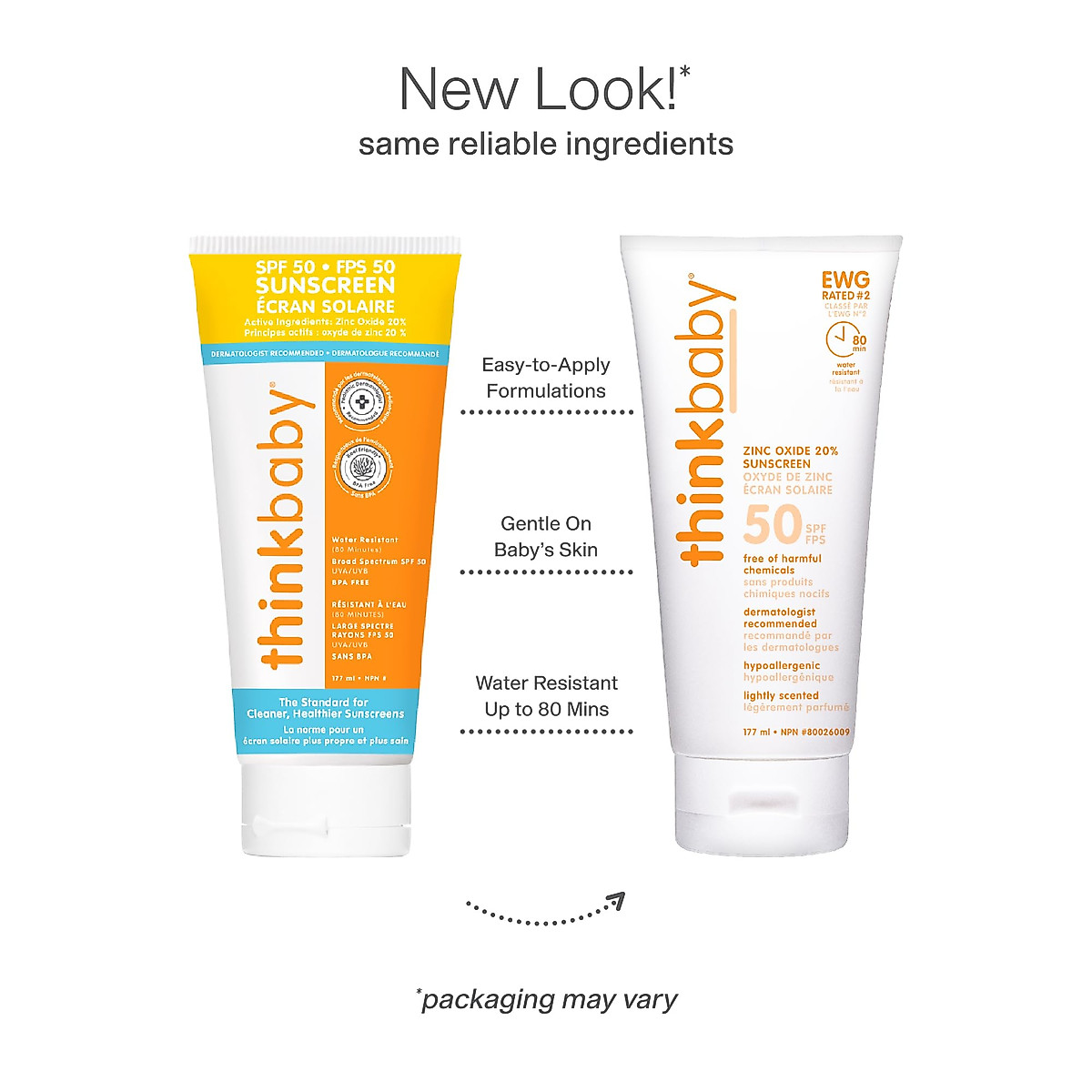 Thinkbaby Safe Sunscreen SPF 50+ - 6oz Family Size (2-Pack)