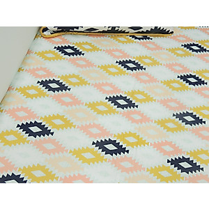 Tushies and Tantrums Aztec Crib Bedding, Ruffle Skirt, Mint/Peach/Gold/Navy Blue