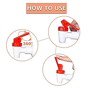 OHOH 4 Sets BPA-Free Replacement Cooler Faucet, 2 Blue and 2 Red Reusable Water Dispenser Tap Set, Internal Thread Plastic Spigot