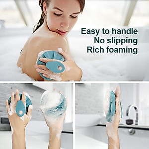 INNERNEED Food-Grade Silicone Body Scrubber Exfoliating & Massaging Shower Brush, More Hygienic Bathing Tool, for All Skin Types, Lathers Well, Longer Service Life (Dark Green)