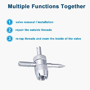 Riseuvo Valve Stem Puller Installer Tool - 10pcs TR412, 6pcs TR413, 6pcs TR414 Tire Snap in Short Rubber Valve Stem, 4 Way Valve Core Remover, Single Head Tire Valve Core Remover Installer Tool