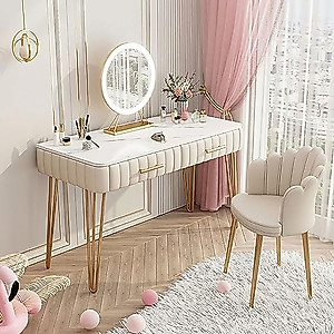 NEZIH Makeup Desk, Vanity Table Set, Vanity Desk with Drawers, Vanity Desk, Vanity Desk with Mirror and Stool, Bedroom Storage Cabinet, Small Makeup Table, for Bedroom Studio