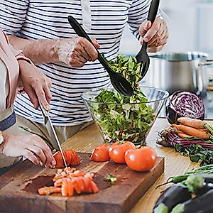 4 Pieces Silicone Cooking Spoons Set Silicone Serving Spoon Silicone Nonstick Mixing Spoons Slotted Spoons Large Nonstick Heat Resistant Spoons for Kitchen Cooking Bake Stir Draining Tool (Black)