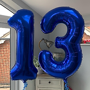 40 Inch Navy Blue 13 Number Balloons Giant Jumbo Huge 13 or 31 Foil Mylar Helium Number Digital Balloons Dark Blue Birthday Mylar Digital Balloons 13th 31st Birthday Party Decorations Supplies